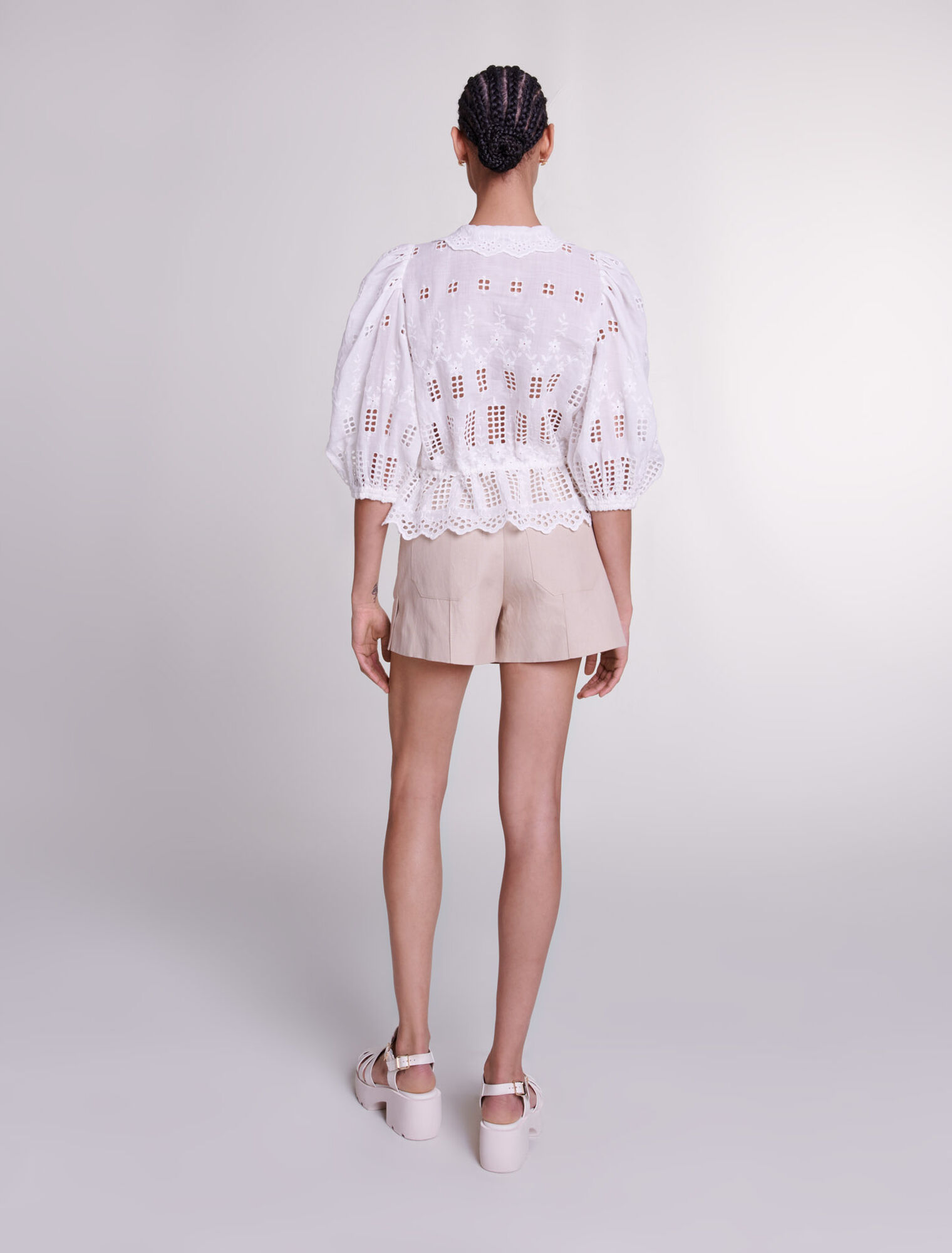 Embroidered ramie blouse - Shirts | Maje