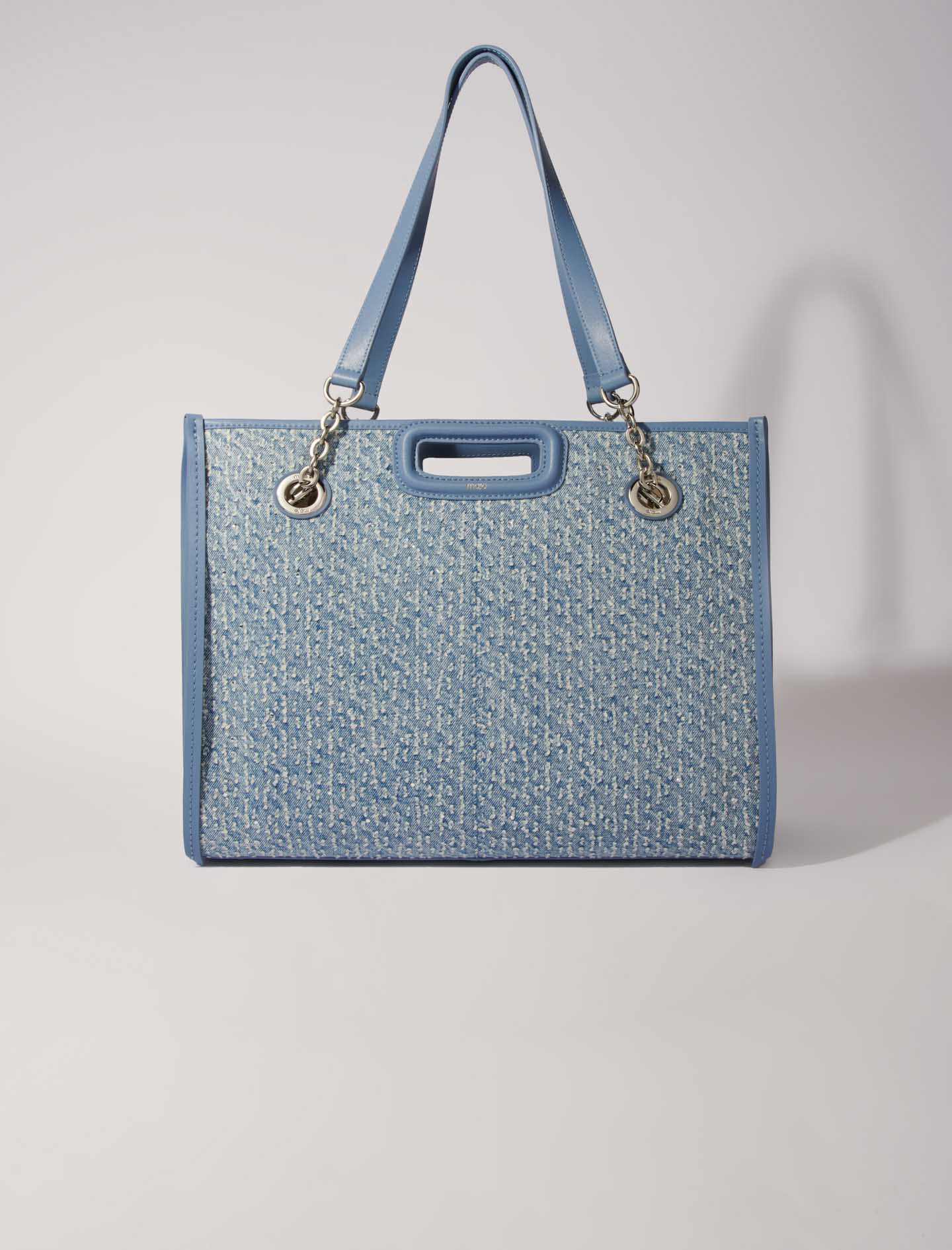 Denim and rhinestone tote bag Blue for Women | Maje