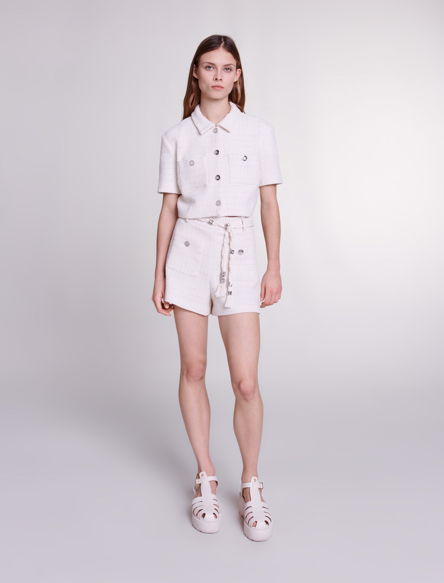 Tweed crop top - Offline_Blazers-Jackets | Maje