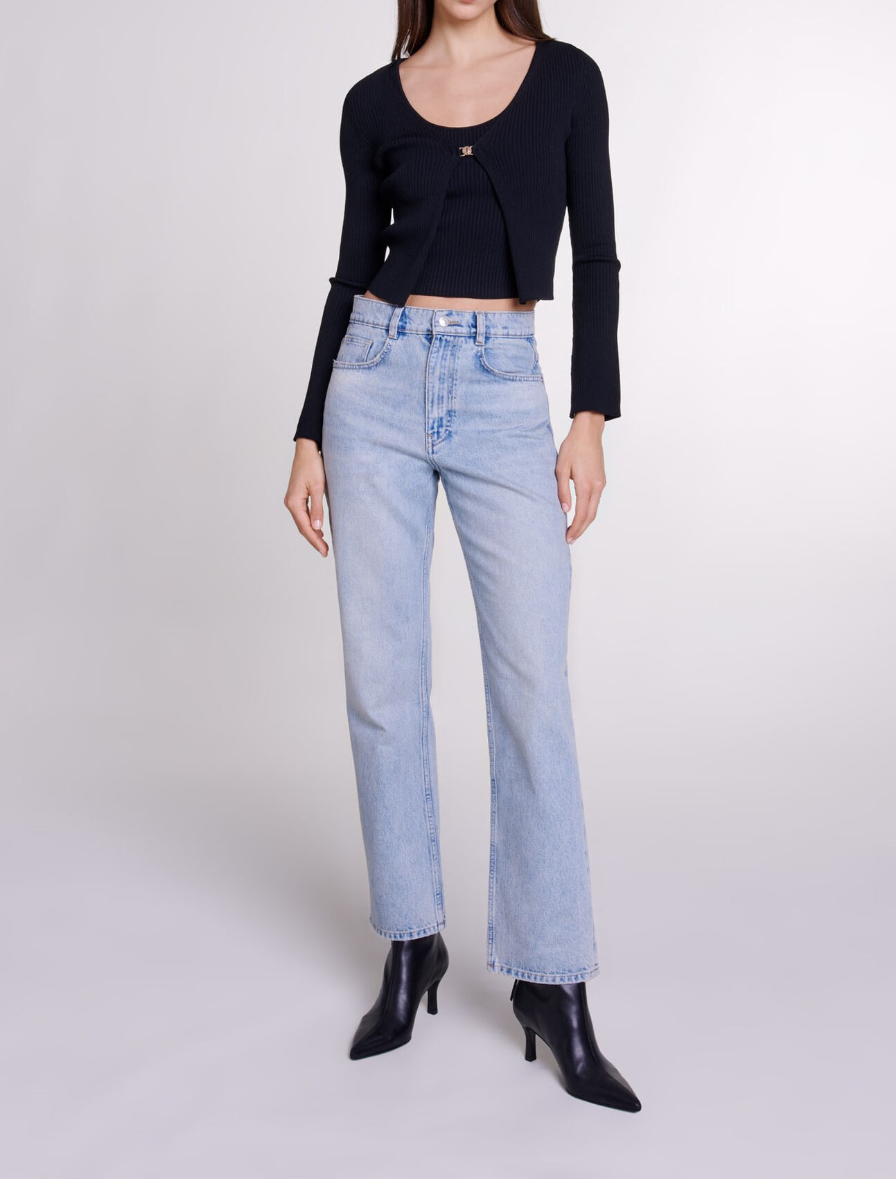 Stretch knit twin set Black / Gray for Women | Maje