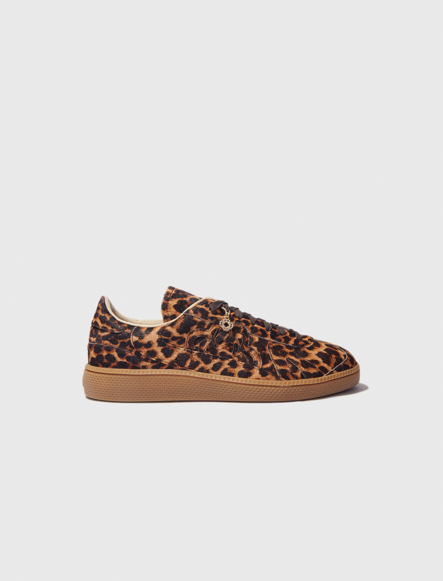 Leopard print leather trainers Brown for Women | Maje