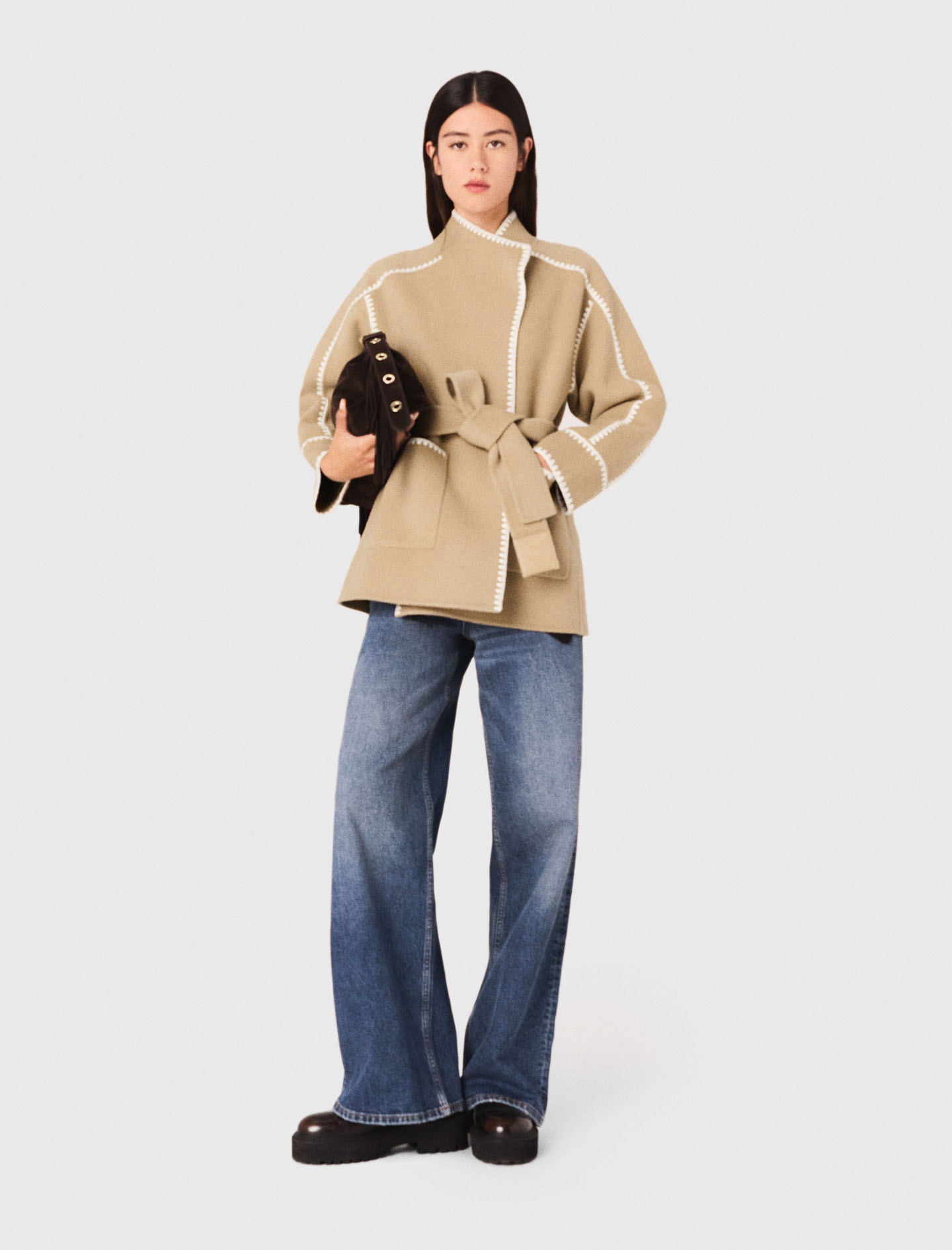 Double-faced coat Camel for Women | Maje