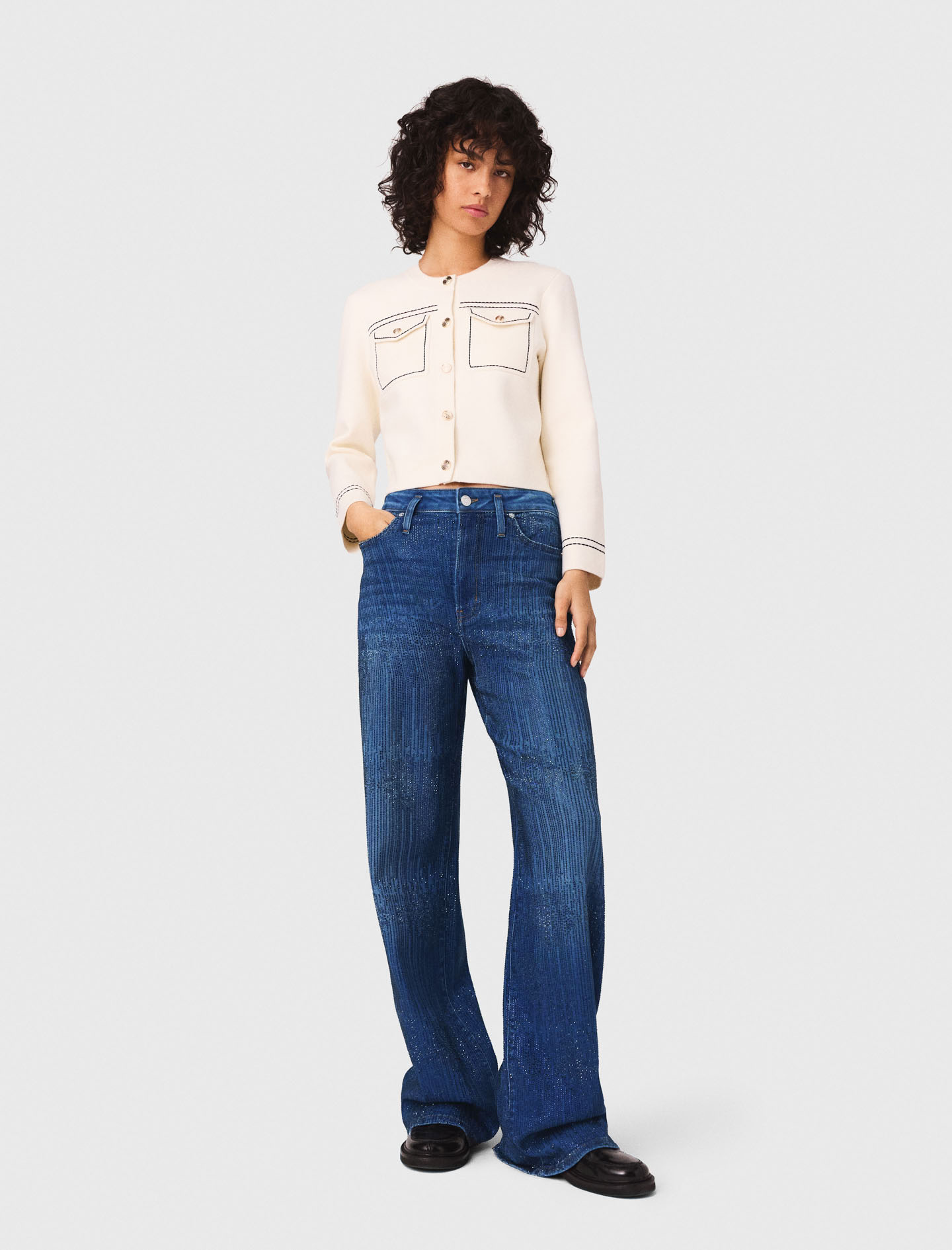 Rhinestone jeans Blue for Women | Maje