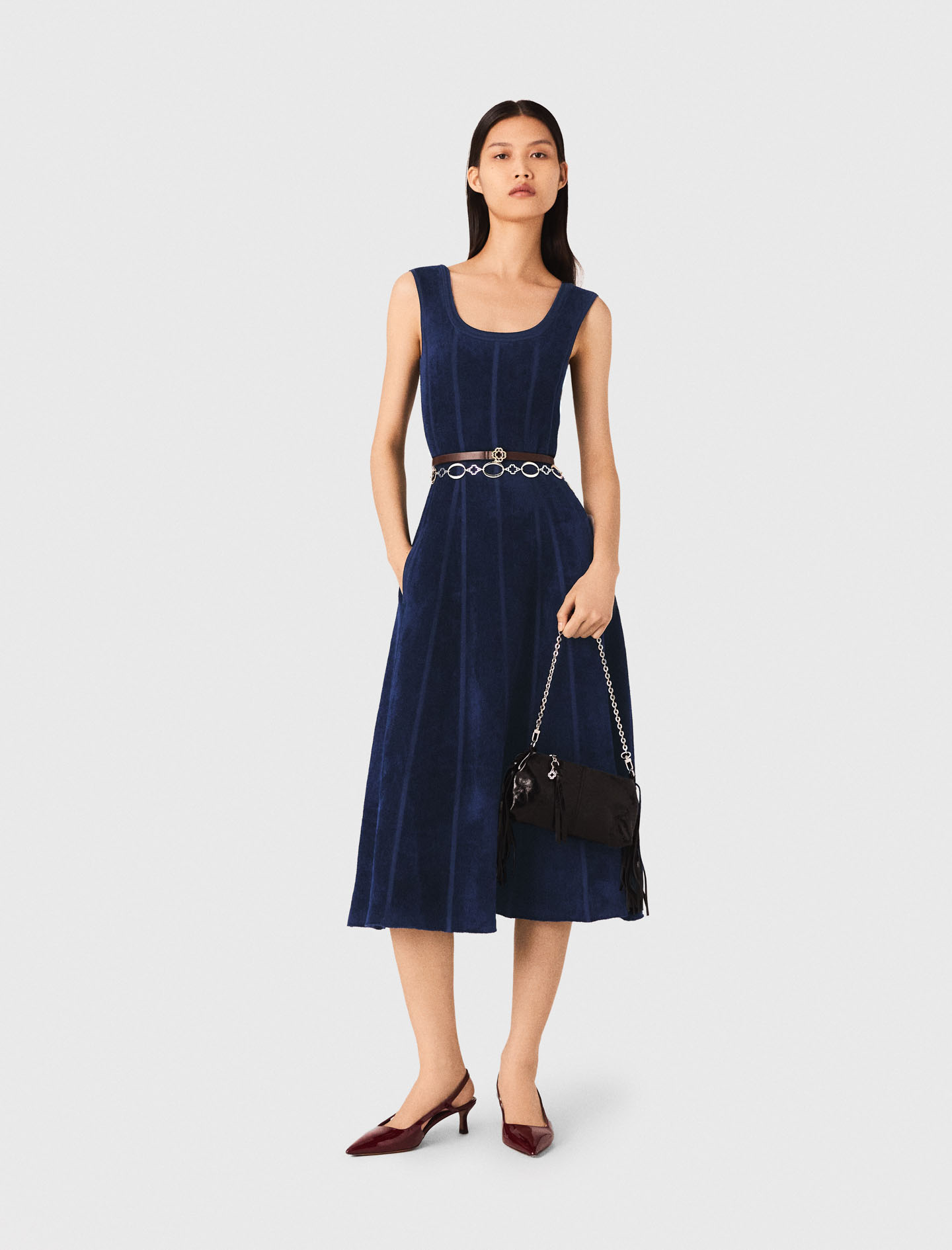 Velvet maxi dress Blue for Women | Maje