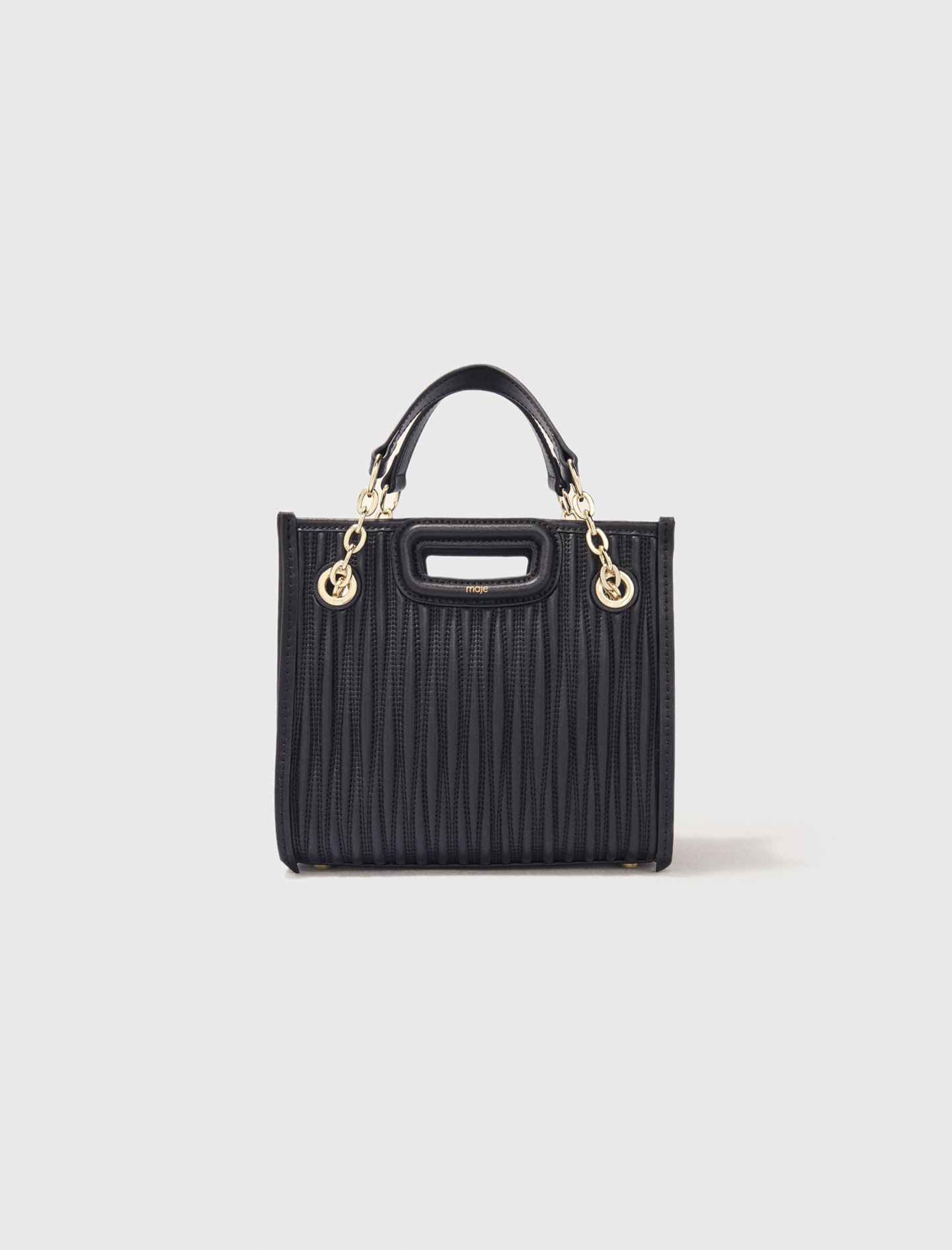 Mini quilted leather tote bag Black / Gray for Women | Maje