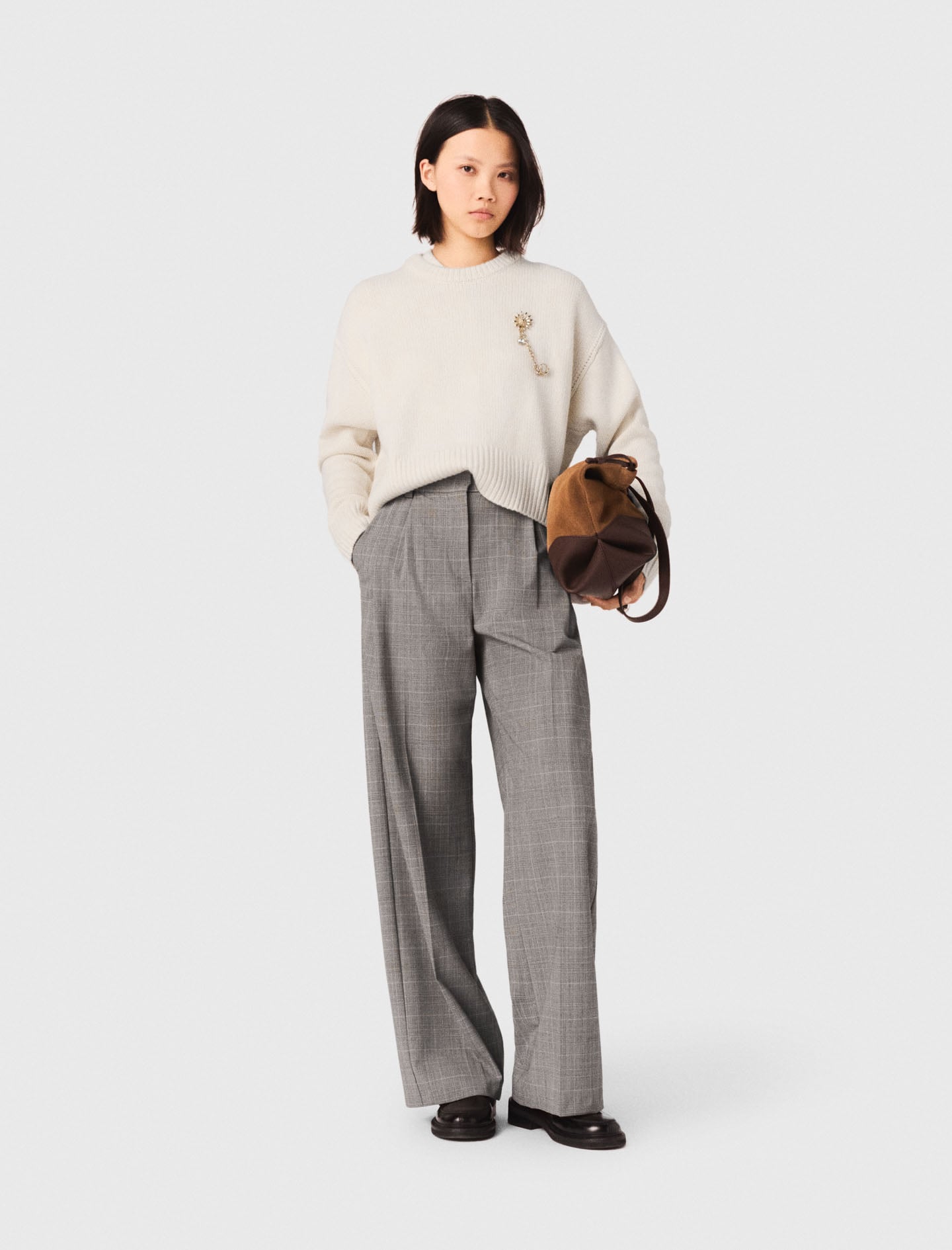 Checked suit trousers Grey for Women | Maje