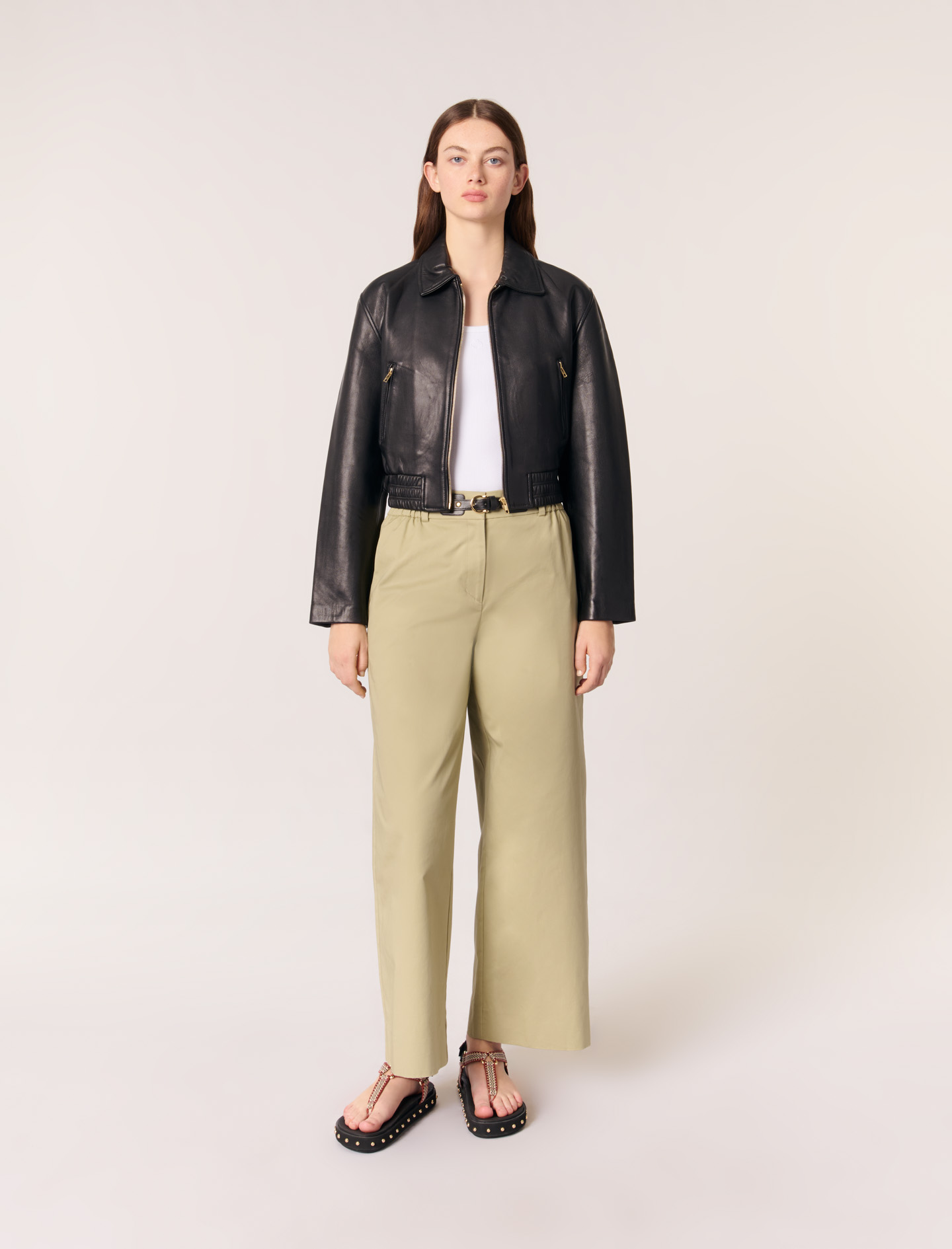 Leather jacket Black / Gray for Women | Maje