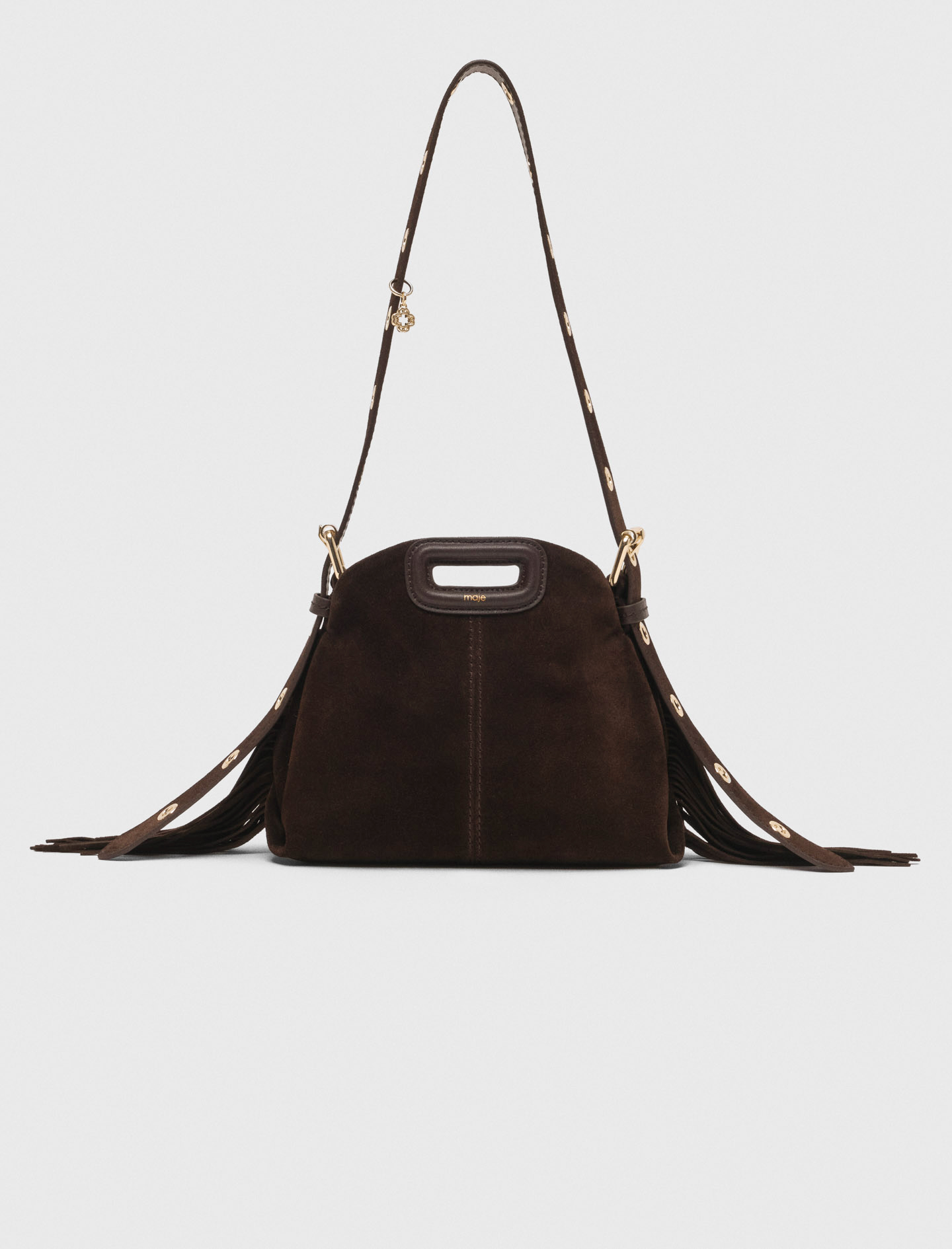 Miss M mini suede leather bag Dark brown for Women | Maje