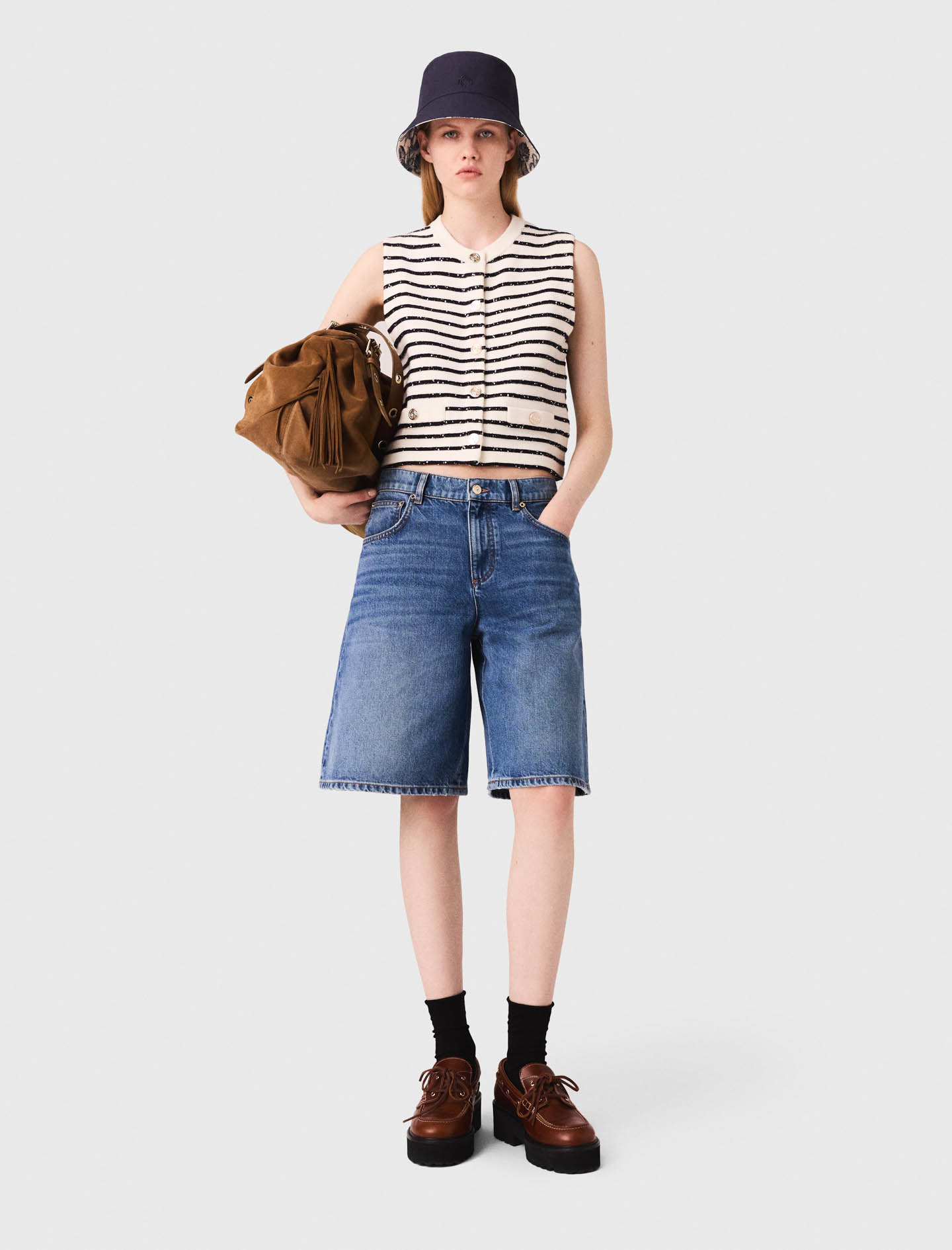 Striped wool blend top Bicolor for Women | Maje