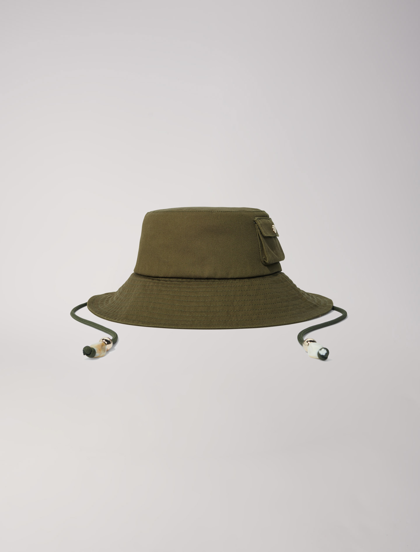 Beaded drawstring bucket hat Brown for Women | Maje