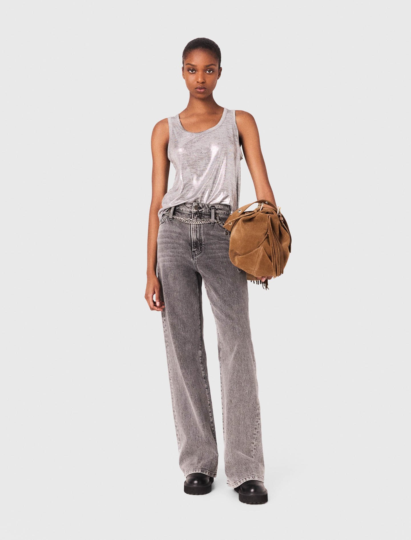 Metallic vest top Black / Gray for Women | Maje