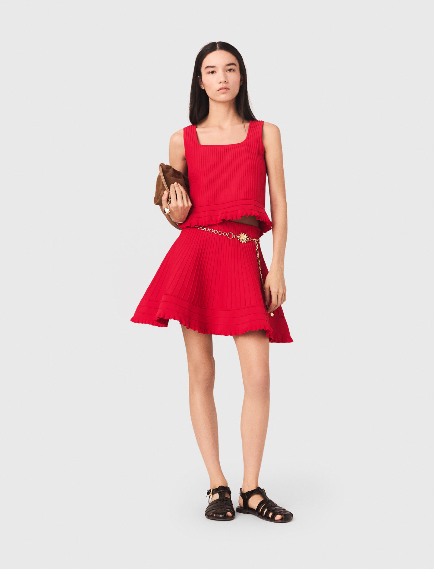 Ruffled knit top Red for Women | Maje